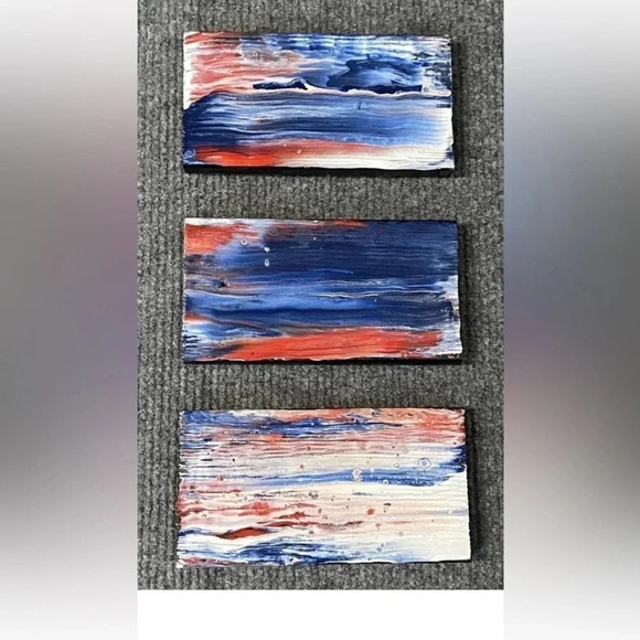 Art | Triptych Painting On Reclaimed Wood Red White Blue Titled Patriot ...